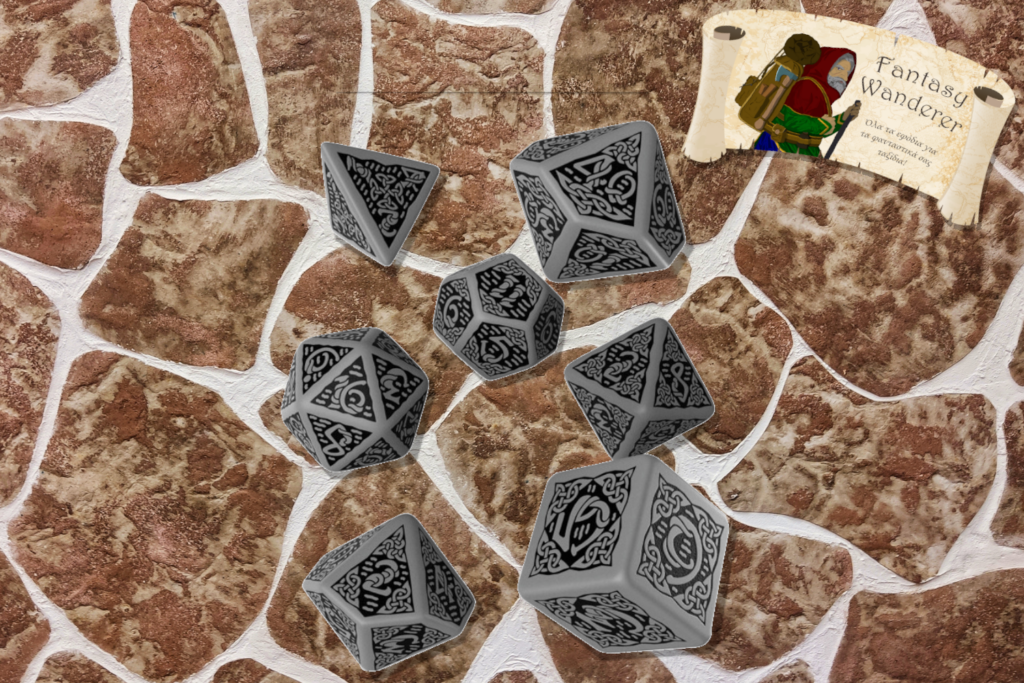 Celtic 3D Dice Set Gray & Black - Fantasy Wanderer
